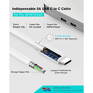 Charger for MacBook Pro 10FT, 96W USB C Charger Power Adapter for MacBook Pro 16, 15, 14, 13 inch 2023, 2022 2021, 2020, 2019, M1 M2 MacBook Air, LED, 5A USB-C Cable Charging as Fast as MagSafe 3