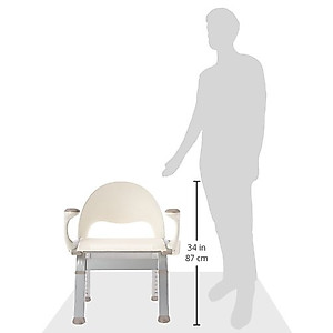 Moen DN7100 Home Care Premium Adjustable Bath Safety Shower Chair with Back and Arm Rests, Glacier