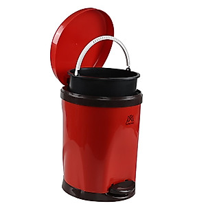 Hommp 1.8 Gallon Round Bathroom Step Trash Can with Removable Inner Bucket, Small Round Garbage Container Bin, Red