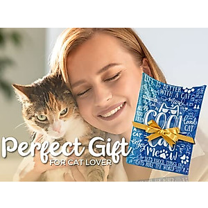 InnoBeta Cat Lover Blanket Throw Blue, Flannel Blankets for Cat Mom, Unique Cat Mom Gifts, Best Cat Lover Gifts on Christmas, Birthday, Thanksgiving, 50" x 65" (Blue Cool Cat)