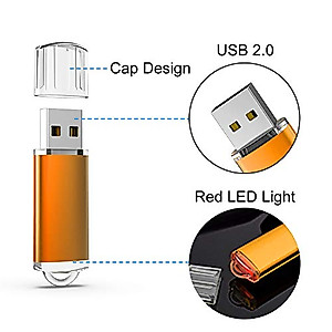 Alihelan 5pcs 16GB Flash Drives USB 2.0 Thumb Drive Bulk Memory Stick Jump Drive Pen Drive Zip Drive for Data Storage (5 Pack, Black/Blue/Green/Pink/Orange, 16 GB)