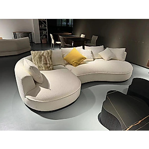 kevinplus 125'' Curved Sofa Couch Cloud Boucle Couch with Chaise Lounge for Living Room, L-Shape Modern Sectional Luxury Upholstery 5-Seat Sofa Couch for Apartment (Left-Facing, Boucle Beige)