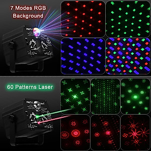 DJ Disco Stage Party Lights with Laser & Projector Ball, Portable Strobe Rave Lights with Sound Activated & Remote Control,Decoration and Gifts for Christmas Birthday Halloween Parties Indoor, Outdoor