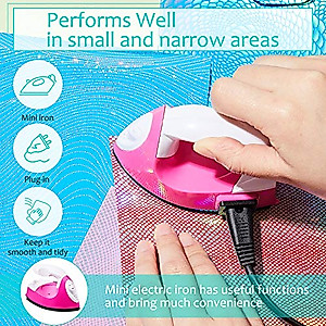 Mini Craft Iron Mini Heat Press Mini Iron Portable Handy Heat Press Small Iron with Charging Base Accessories for Beads Patch Clothes DIY Shoes T-Shirts Heat Transfer Vinyl Projects (Pink)