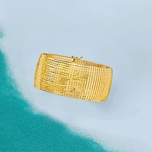 Ross-Simons Italian 18kt Gold Over Sterling Diamond-Cut and Polished Omega Bracelet. 8 inches