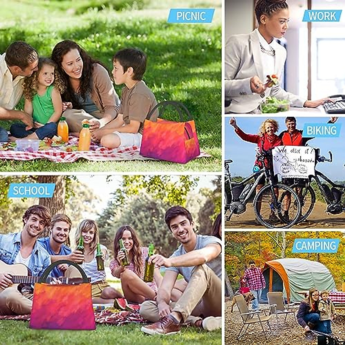 Fubido Zombie Halloween Theme, Lunch Bag for Women Men,Dead Man Walking in Danger Scary Scene,Insulated Lunch Box,Reusable Lunch Tote Bag for Meal Prep,Work,Travel,Red Sepia