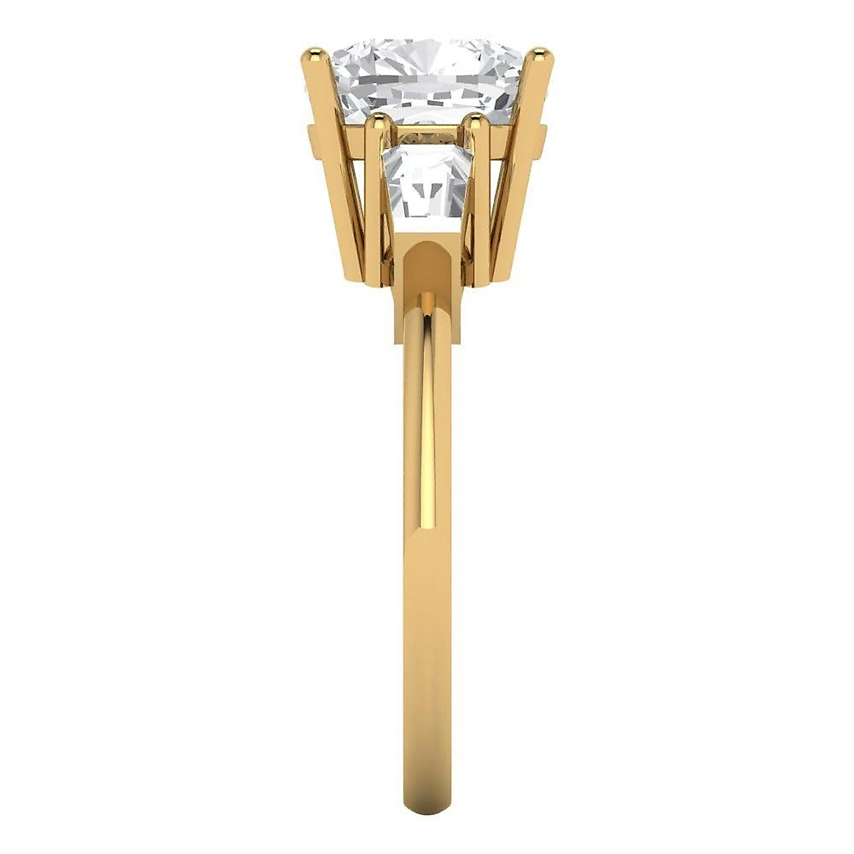 Clara Pucci 3.44ct Cushion cut 3 stone Solitaire Moissanite Designer Wedding Bridal art deco Anniversary Ring 14k Yellow Gold 3.50