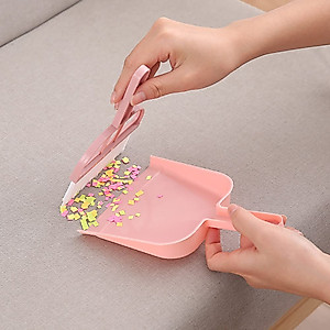 1 Set Mini Broom and Dustpan Set Small Dustpan and Brush Set Mini Hand Held Broom and Dustpan Set Dust Pan and Brush Set Small Dust Pans with Brush Set, Pink