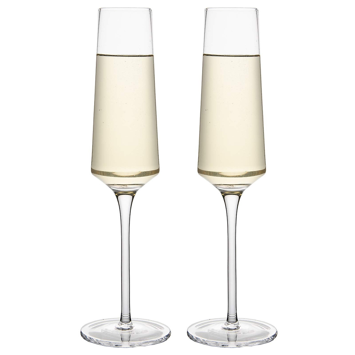 Crystal Champagne Flutes 7.6 oz Champagne Glasses Set of 2 with Long Stem Lead-Free Sparkling Wine Stemware Set Dishwasher Safe for Home Bar Unique Gift for Birthday, Wedding, Anniversary