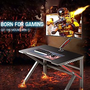 MOUNT PRO Single Gaming Monitor Stand - Mechanical Spring Monitor Mount, Adjustable Gaming Monitor Arm with C Clamp and Grommet Mounting Base - Fits for Computer Screen up to 32”, VESA 75x75, 100x100
