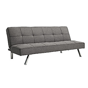 Majnesvon Modern Fabric Sofa Bed Futon with Chrome Legs stainle Leg Convertible Folding Sofa Bed, 3 Angles Adjustable Back for Compact Living Spaces,Apartments Office Dorms (Gray)