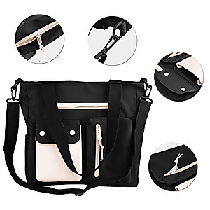 Crossbody Bag for Women Girls, Lightweight Nylon Purse & Handbag, Casual Shoulder Messenger Tote Bag for School and Work, Black
