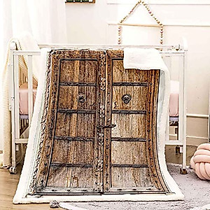 NARBOR Soft Fleece Throw Blanket - Fluffy Microfiber Solid Blankets for Bed and Couch Double/Single Size - 59X79Inch Wooden Door Print Printed Flannel Blanket for Bed, Couch and Sofa