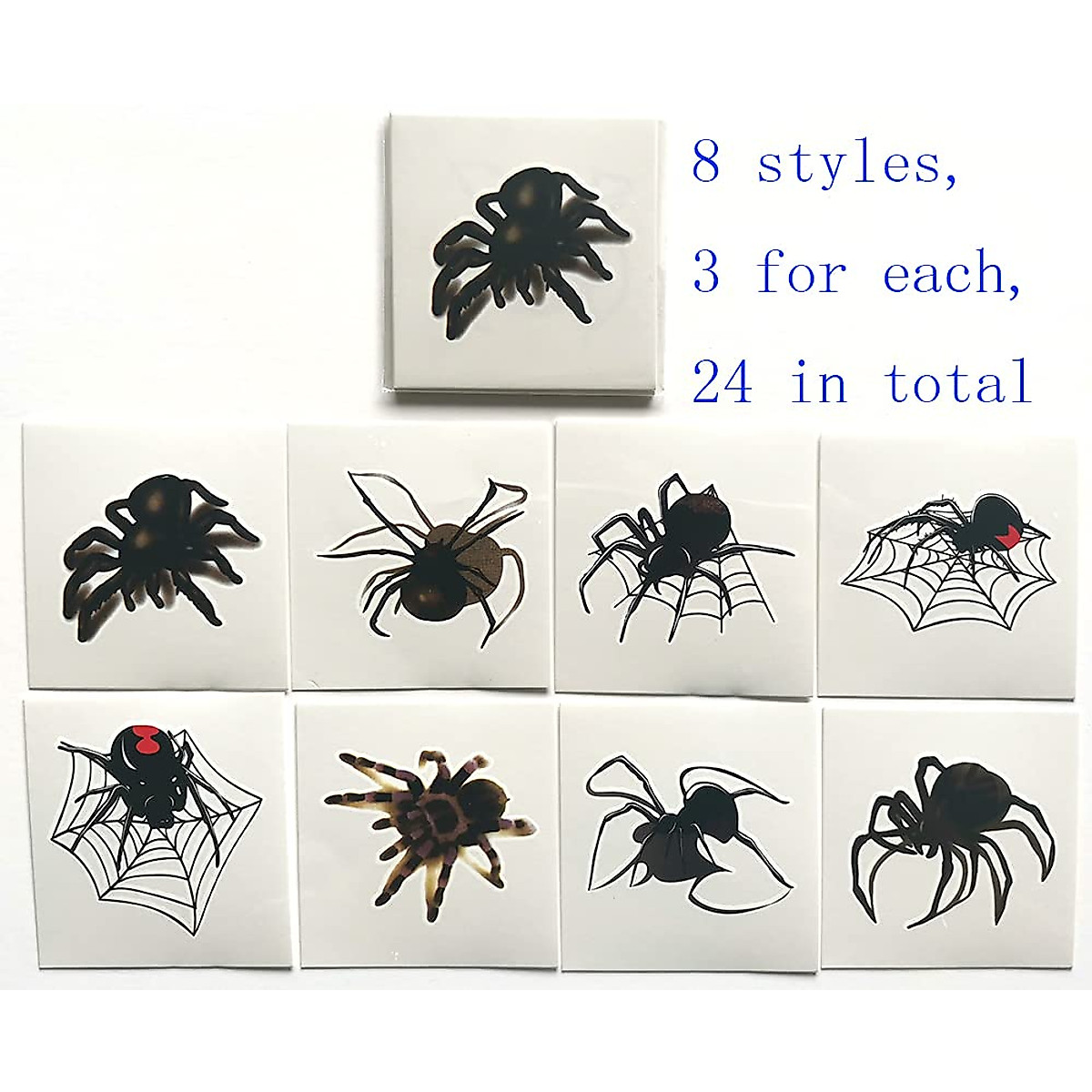 24 Sheets Halloween Spider Temporary Tattoo Stickers for Women Waterproof Body Spider Web Tattoos for Kids