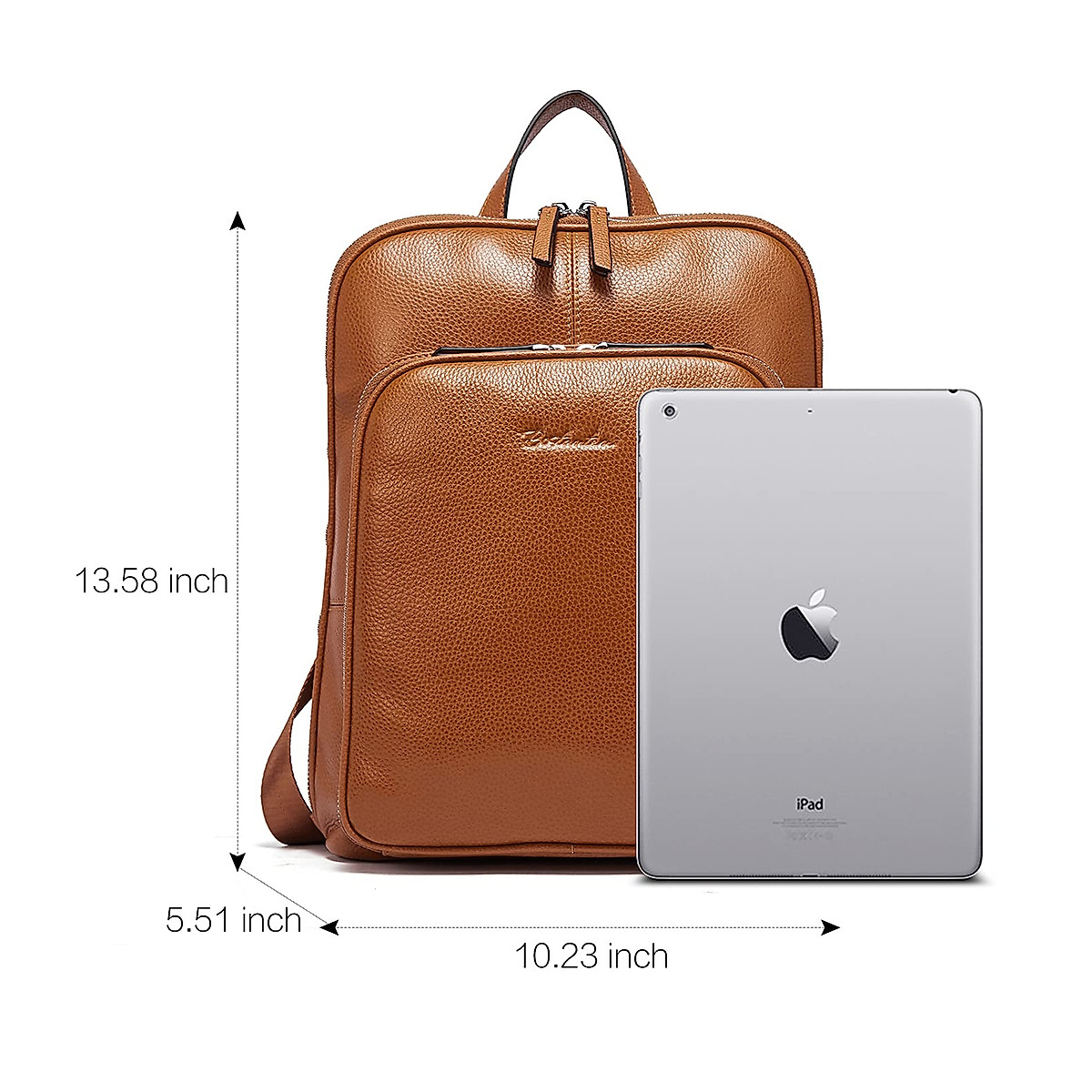 BOSTANTEN Genuine Leather Backpack Purse for Women Casual College Travel Bags Brown