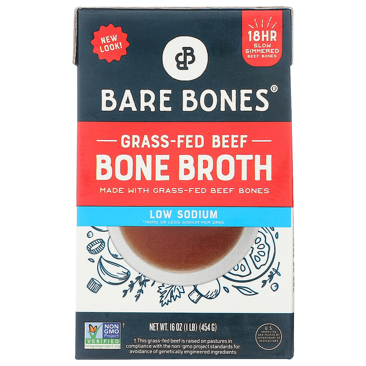 Bare Bones Low Sodium Grass-Fed Beef Bone Broth, 16 OZ