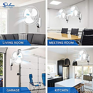 Simple Deluxe Digital Household Wall Mount Fans 16 Inch Adjustable Tilt, 90 Degree, 3 Speed Settings, 1 Pack, White