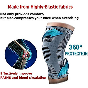 FOKULUNDA Knee Support Belt Sleeves Brace Sports Fitness Knee Pads with Side Stabilizers for Women Men Workout Running Joint Pain Relief Injury Recovery (Black, Medium)