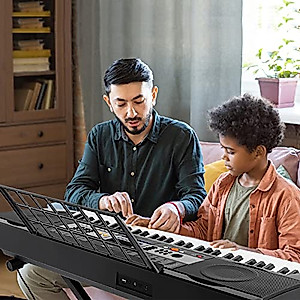 MUSTAR 61 Key Piano Keyboard, Touch Sensitive Keyboard Piano for Beginners, Electric Keyboards Piano with Stand, LCD Display, Headphones, Microphone, Power Adapter, Kids Birthday Gifts, Black