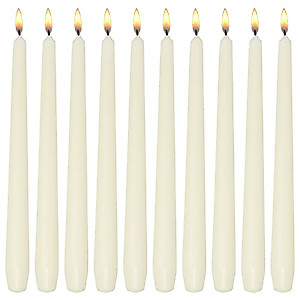 Taper Candles ,Tapered Candlesticks - Dripless 10 Inch Ivory Candles , Unscented Tall Dinner Candle, Long 8 Hour Burning Household Candles , 10 Pack