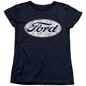 Popfunk Classic Ford Logo Women's T Shirt,Navy, 2X-Large