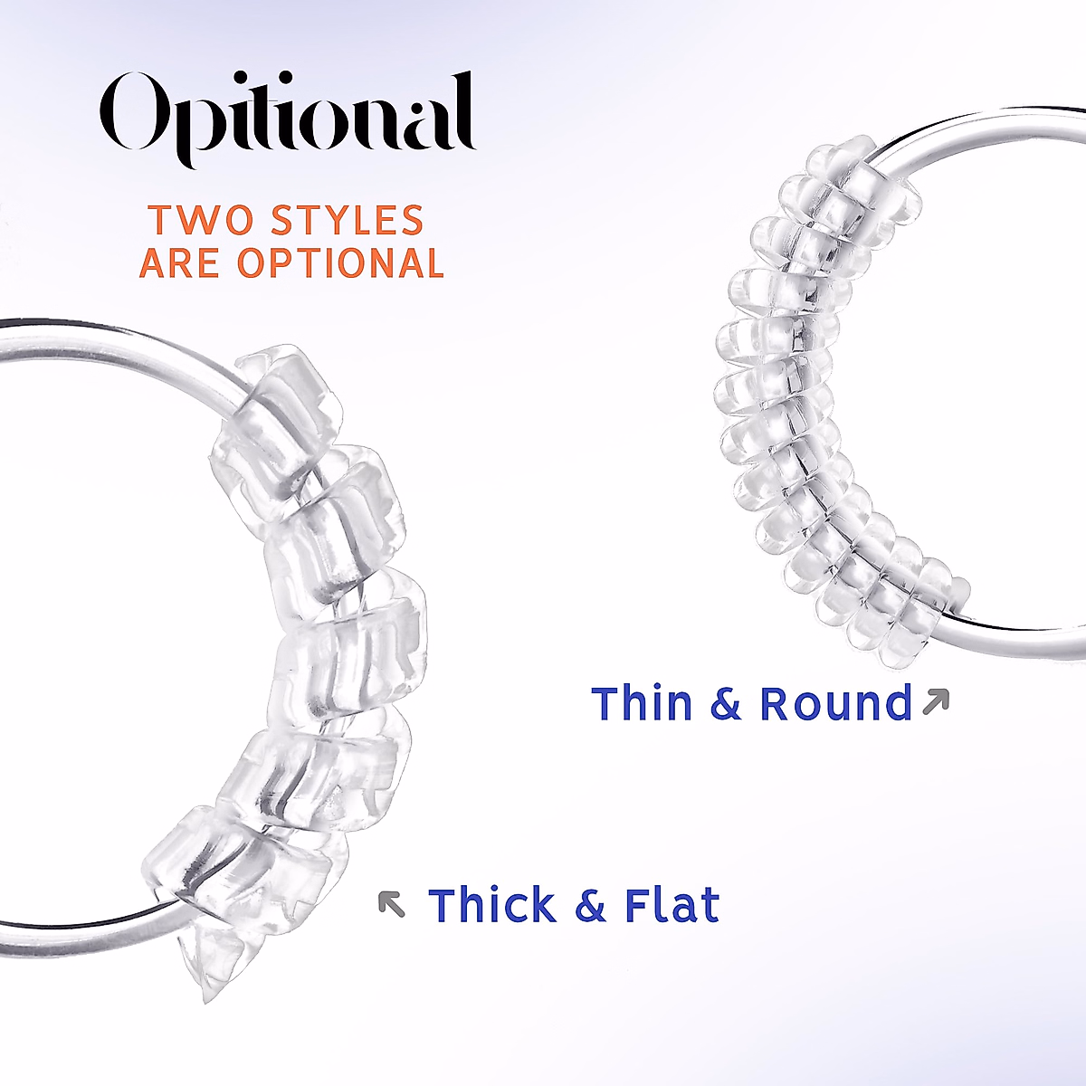 12 Pack Ring Size Adjuster for Loose Rings Invisible Transparent Silicone Guards Clip Noodle Jewelry Tightener Connector Fitter Resizer 4 Sizes Fit Almost Any Ring for Women and Men