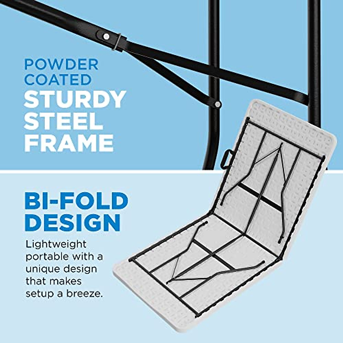 Sorfey Portable Folding Table 6-Foot X 30 inch Plastic Indoor & Outdoor for Picnic, BBQ, Party,