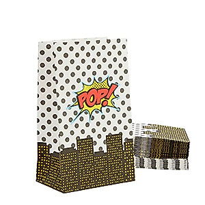 BLUE PANDA 36 Pack Comic Book Hero Paper Treat Bags for Kids Birthday Themed Party Favors, Baby Shower (5.5 x 8.7 x 3.3 In)