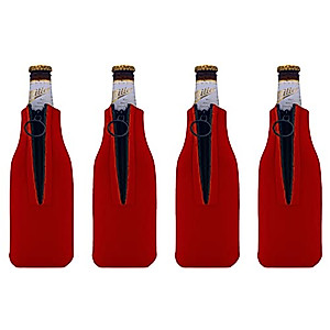 Blank Foam Beer Bottle Coolie (4 Pack, Red)