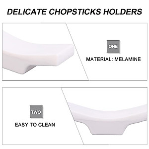 Desktop Stand 6Pcs Chopsticks Holder Rest Melamine Spoon Stand Rest Rack Server Utensil Rest Spatula Holder for Kitchen Cooking Stove Dishwasher White Holder