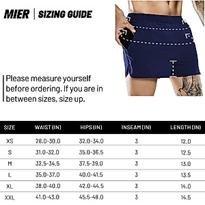 MIER Men's 3 Inches Athletic Running Shorts Built-in Liner Water Resistance Cool Dry Gym Exercise Jogging Track Shorts Zippered Pockets Navy M