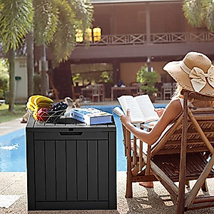 YITAHOME 120 Gallon Outdoor Storage Deck Box, Large Resin Patio Storage for Outdoor Pillows (Black) & 30 Gallon Deck Box, Outdoor Storage Box for Patio Furniture (Black)