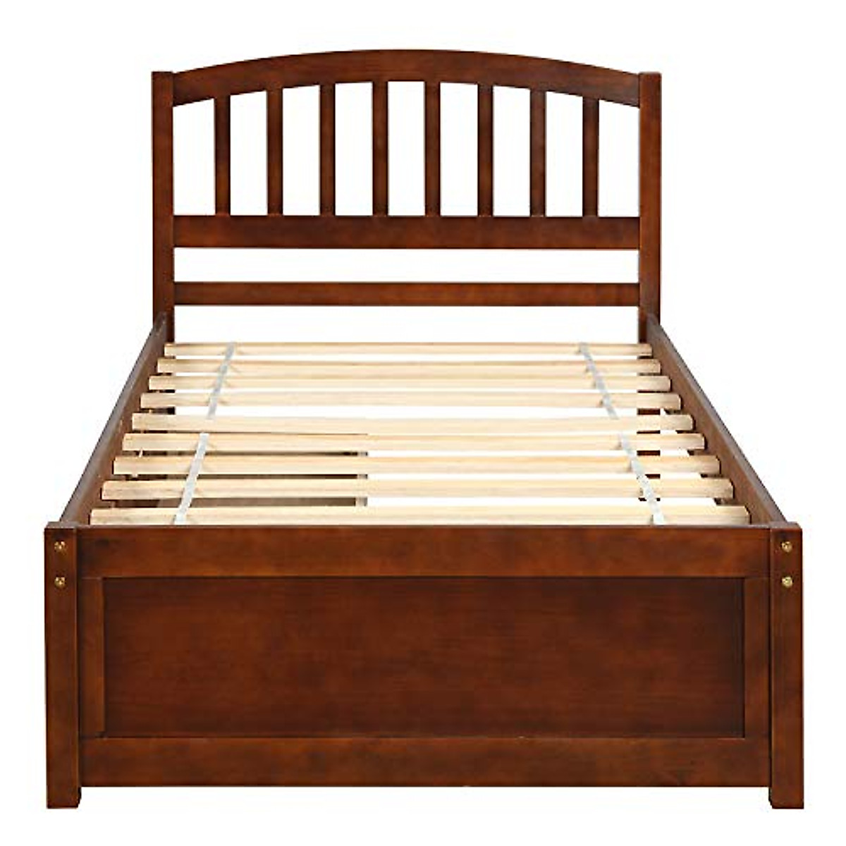 BIADNBZ Twin Size Platform Bed with Two Storage Drawers and Headboard, Wood Bedframe for Kids Teens, Wooden Slats Support, No Box Spring Needed, Easy Assembly, Walnut