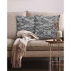HELLOWINK Decorative Throw Pillow Covers 20x20 Set of 2 Cool Camo Linen Indoor Outdoor Pillow Covers for Couch Sofa Gray White Soft Double-Sided Cushion Covers Cases for Home Decor