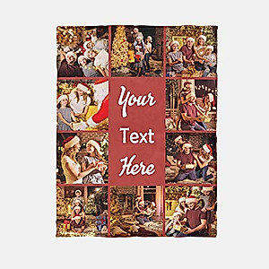 Personalized Blanket with Photo Text Custom Throw Blanket Using My Own Pictures for Christmas Family Mom Dad Dog Sisters Friends Besties Grandma Wife 10 Photo