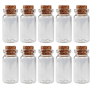 Super Z Outlet Mini Overall Decorative Bottles Cork Tops for Camping Project, Arts & Crafts, Jewelry, Stranded Island Message, Wedding Wish, Party Favors - 1 Milliliters - Glass