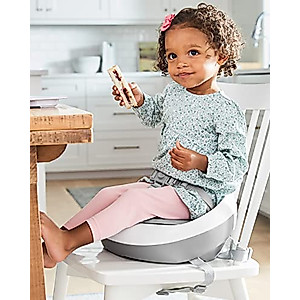 Skip Hop Booster Seat for Dining Table, Sleek Seat Booster, Grey/White