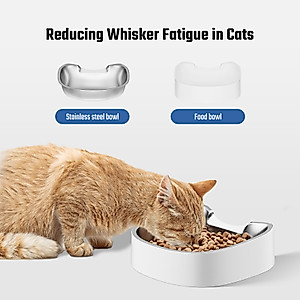 IMIPAW Stainless Steel Cat Bowls: Suitable for Automatic Pet Feeder Cat Whisker Fatigue Relief Friendly Shape and Easy to Clean