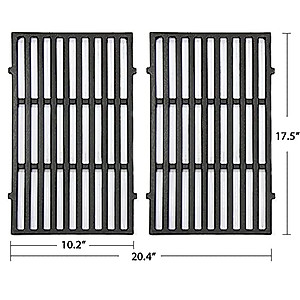 Hongso 18" Burner Tubes 69785 and 15.3" Flavorizer Bars 7635, 17.5" Cast Iron Grill Grates 7637 Replacement Parts for Weber Spirit 200 Series, Spirit E S 200 Series Gas Grill, with Up Front Controls