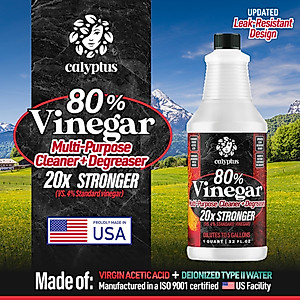 Calyptus 80% Concentrated Vinegar | Max-Performance (20X Power) | Pure Virgin Vinegar | Dynamic-Power | Home, Outdoor, Industrial Cleaner Concentrate | Makes 5 Gallons | USA Made | 32 Ounces