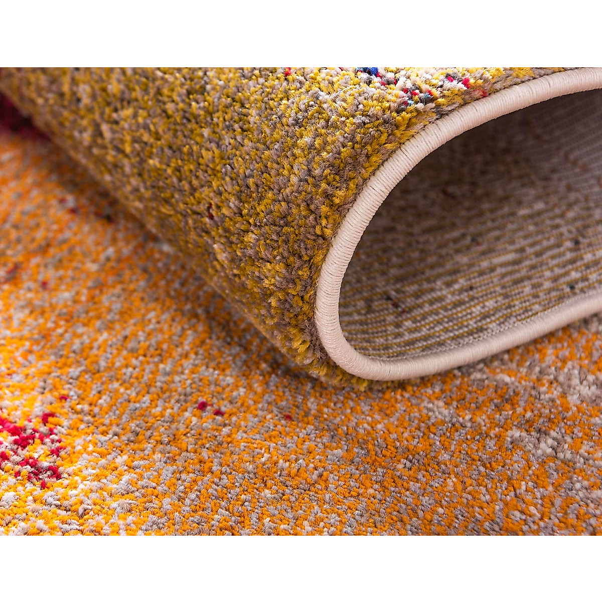 Unique Loom Estrella Collection Abstract, Rustic, Modern, Gradient, Distressed Area Rug, 6' 1" x 6' 1", Pink/Navy Blue