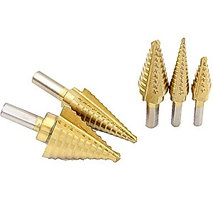 Yangoutool 5PCS Titanium Step Drill Bit Set with Automatic Center Punch,Multiple Hole 50 Sizes Stepped Up Bits,High Speed Steel Drill Bits with Aluminum Case