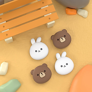 PlayVital Thumb Grip Caps for Steam Deck LCD, Silicone Thumbsticks Grips Joystick Caps for Steam Deck OLED - Chubby Bear & Smiley Bunny