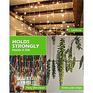 Adhesive Ceiling Hooks for Hanging Decor：20 Pack No Drill Small Drop Ceiling Hanger Strips for Decorations - Clear Decorative Ceiling Clips for Classroom Bedroom Room Party Halloween Christmas