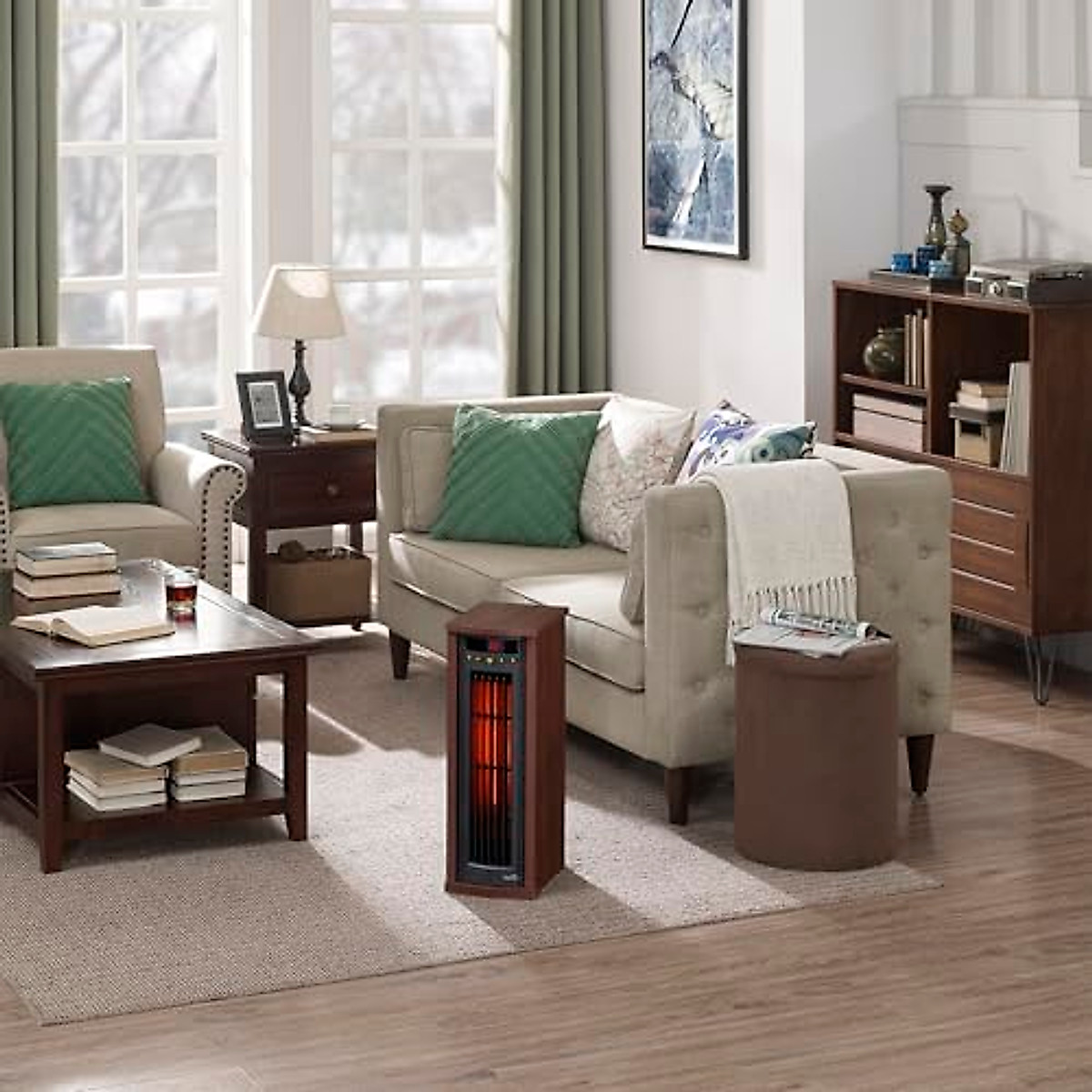 duraflame Electric Tower Heater, Oscillating Tower and Space Heater for Office or Large Room up to 1,000 Square Feet