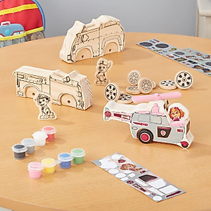 Melissa & Doug PAW Patrol Wooden Vehicles Craft Kit - 3 Decorate Your Own Vehicles, 3 Play Figures