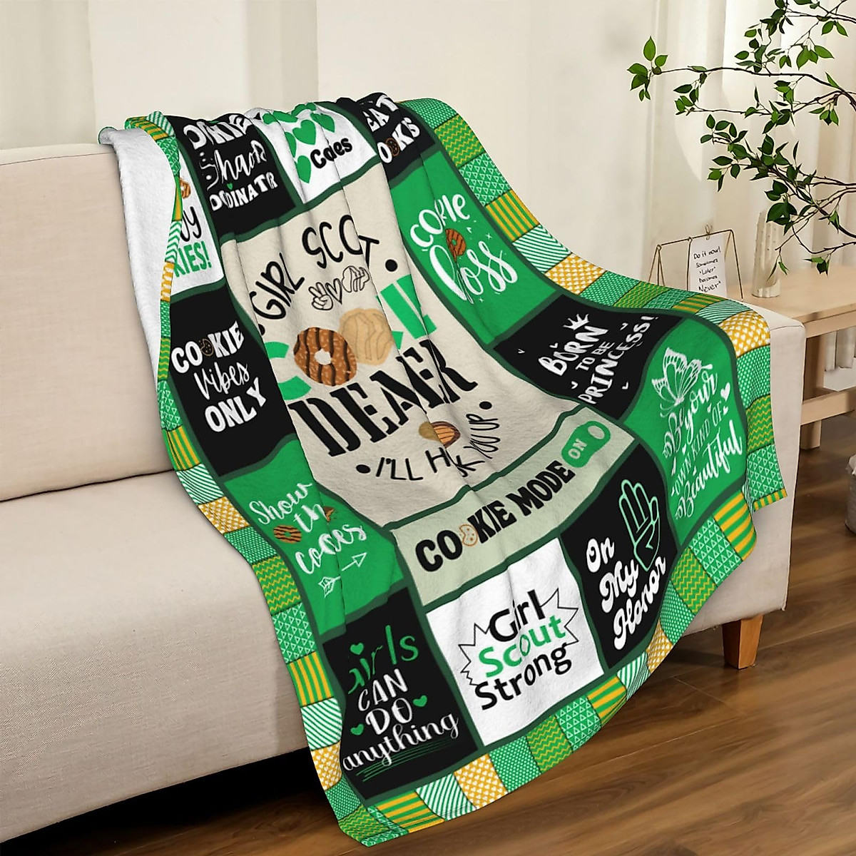 Girl Scout Gifts for Christmas, Xmas Gifts for Girl Scout, Girl Scout Cookie Sign Gifts, Girl Scouts Gifts, Girl Scout Bridging Gift, Girl Scout Cookies Gifts Throw Blanket 60 x 50 Inch