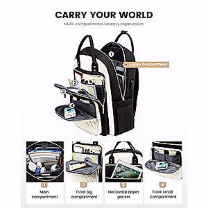 LOVEVOOK Laptop Backpack for Women, Fashion Travel Work Commuter Backpack Purse with USB Port, Lightweight Casual Daypacks, Nurse Teacher College Computer Bag, Fit 15.6" Laptop