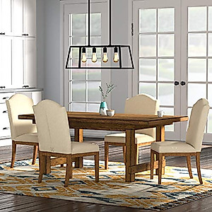 Amazon Brand – Stone & Beam Industrial Open Rectangle Frame Chandelier Pendant Light, LED Bulbs Included - 9.5 x 9.5 x 14.38 Inch, Matte Black