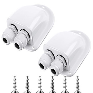 IP68 Cable Gland Entry, 13AWG to 7AWG RV Roof Cable Entry Gland Box, ABS Solar Cable Entry Gland, Waterproof Solar Entry Gland, Solar Double Cable Entry Gland for RV Boat Yacht Camper Van(2 Pack)